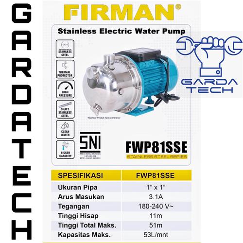 Jual Pompa Air Stainless Firman FWP 81 SSE - Kota Medan - GARDATECH ...