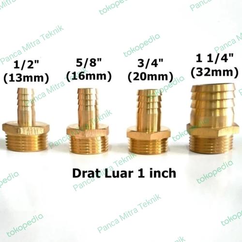 Jual NEPEL SELANG 1" INCH DRAT LUAR SELANG 5/8" KUNINGAN / BRASS ...