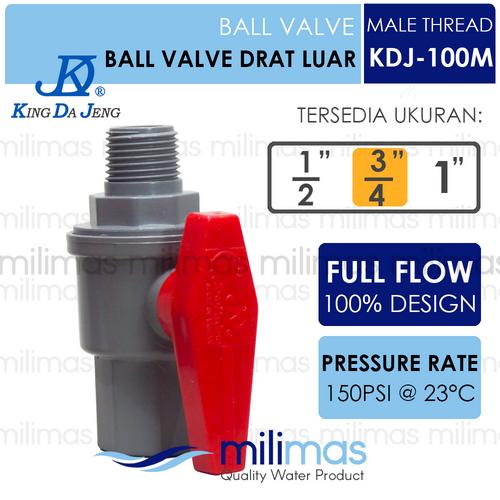 Jual KDJ Ball Valve Sok Drat Luar - Male Thread Ball Valve PVC - 3/4 ...