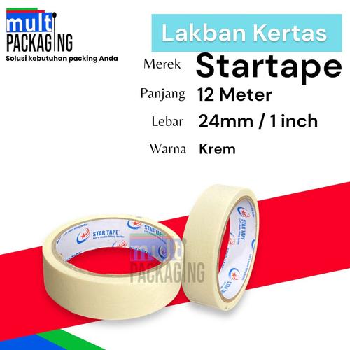 Jual Lakban kertas / isolasi kertas star tape 1 inch x 12 m - Kuning ...