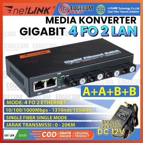 Jual Media Konverter Gigabit 4 FO 2 LAN 1000M Fiber Optic FO SC ...