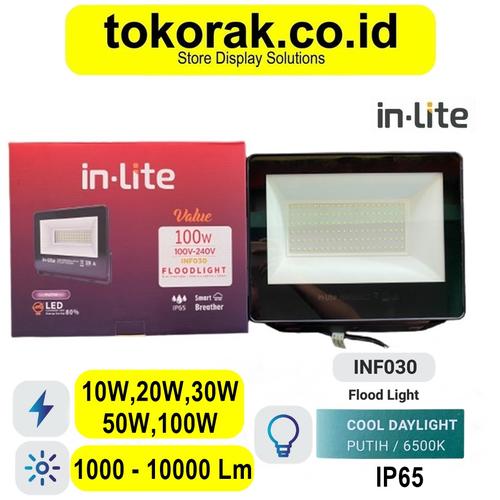 Jual LAMPU SOROT LED IN LITE FLOOD LIGHT 10 20 30 50 100 WATT INLITE INF030 - PUTIH 10W ...