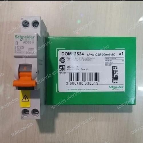 Jual RCBO 20A 1P+N 30MA 6KA SLIM SCHNEIDER DOMDO1620 - Jakarta Pusat ...