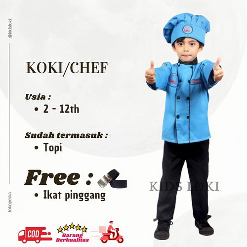 Jual Kostum Profesi KOKI CHEF Anak pakaian anak seragam karnaval - Biru, 1 (2-3th) - Jakarta ...