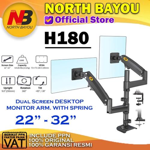 Promo NB H 180 Bracket Dual Monitor NB H180 17" - 34" Gas STRUT h180 ...