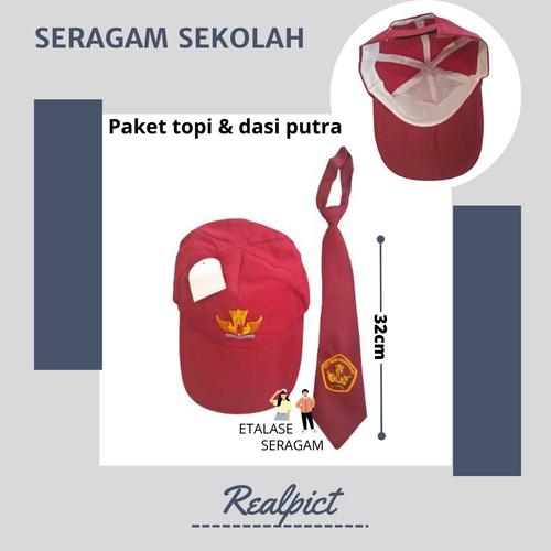 Jual Atribut Seragam Sekolah SD-MI Paket Topi-Dasi Putra-Putri Logo ...