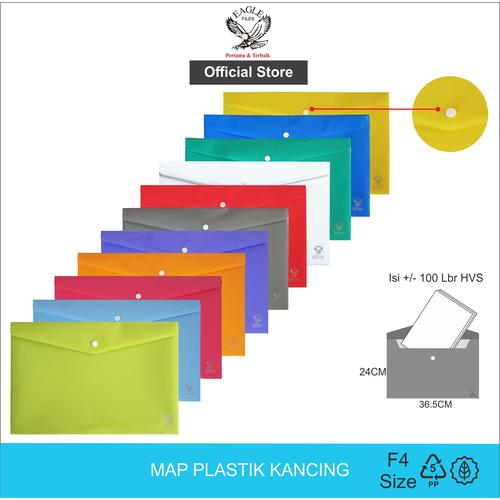 Promo EAGLE Map Plastik Kancing Bening~Opaque F4 (Folio) Data Bag Isi 3 ...