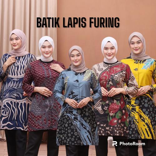 Jual Tunik Batik Lapis Furing Trikot Baju Batik Wanita Kantoran Premium ...