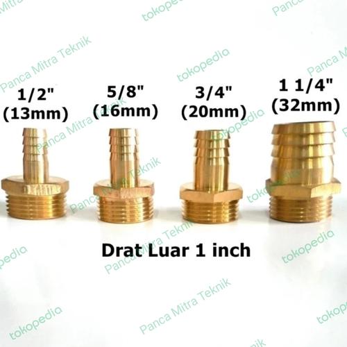 Jual NEPEL SELANG 1" INCH DRAT LUAR SELANG 3/4" KUNINGAN / BRASS ...