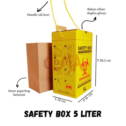 Jual safty box medis 5 liter inner+tali komplit/biohazard/sampah/limbah ...