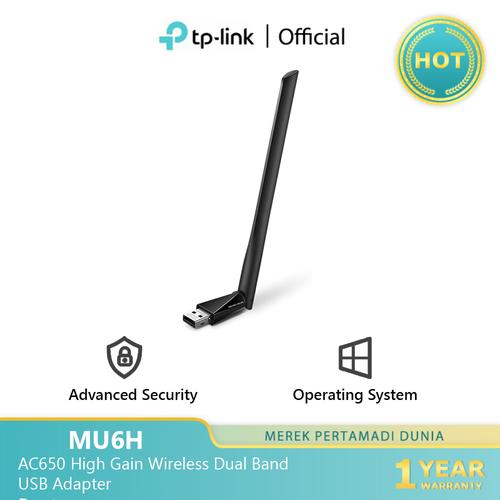 Promo Mercusys MU6H AC650 High Gain Wireless Dual Band USB Adapter ...