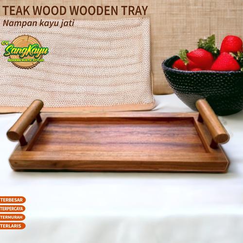 Jual Nampan kayu jati premium teak wood 30x18x2 cm wooden tray nampan ...