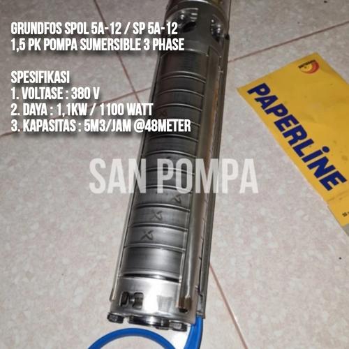 Jual Pompa Submersible Grundfos SP 5A-12 OL 1 Phase 1.5 PK Submersible ...