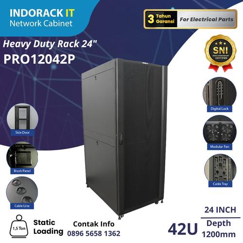 Promo Rack INDORACK Heavy Duty PRO12042P Perforated Rak 42U 24" Depth ...