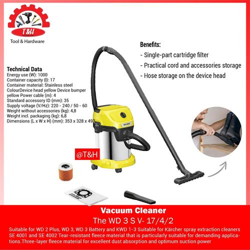 Jual KARCHER WET AND DRY VACUUM CLEANER WD 3 S V-17/4/20 Tank 17L - Jakarta Barat - Tool ...