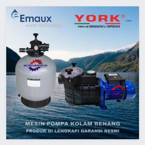 Jual Mesin Pompa Kolam Renang 1Hp York FCP 750 + Sand Filter Emaux P500 ...