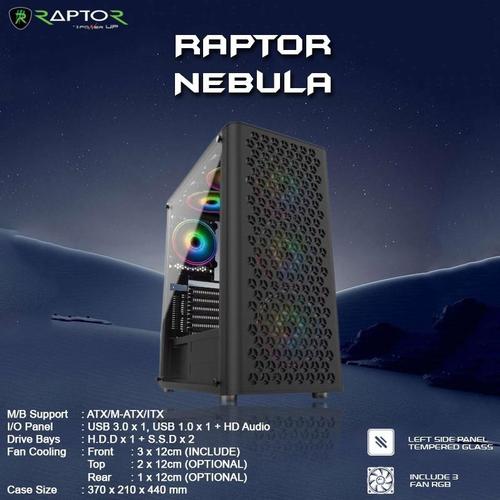 Jual Casing PC Gaming Power Up Raptor With 3 RGB Fan - NEBULA - Kota ...