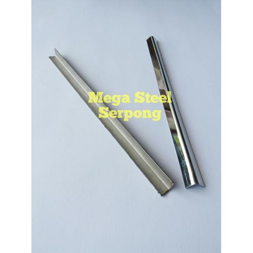 Jual List lis Siku Hairline Stainless Steel Plat Siku uk 1 x 2 cm Pjg 1 ...