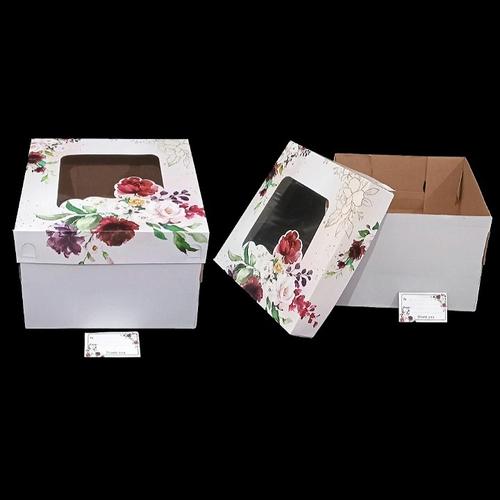 Jual Kardus Kue Tart Box Kotak Kue Cake Motif Mix Flower Putih 25x25x18 ...
