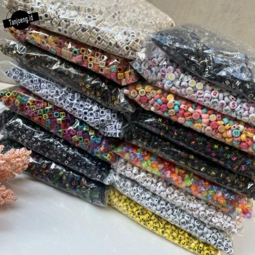 Jual Pon Manik Huruf Bulat Pipih Mote Huruf Alfabet Bahan Kerajinan ...