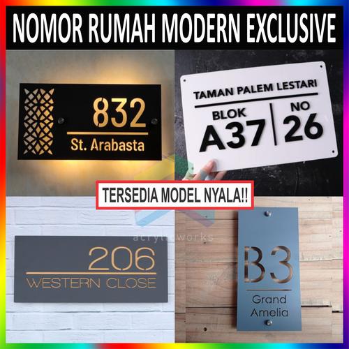 Jual Nomor Rumah Model Modern Eksklusif Persegi Panjang - 1 Layer ...