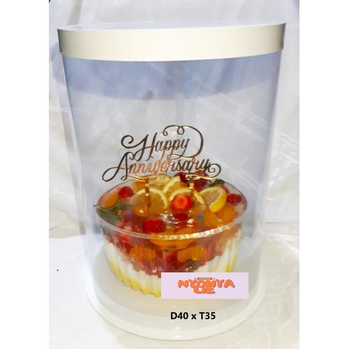 Jual BBH4035 Cake Box Bulat D40 T35 HEMAT Tutup + Tatakan Mika Bening ...