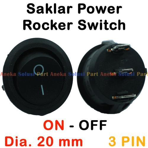 Jual Saklar Power Round Bulat Rocker Switch ON OFF Dia.20mm 3 PIN Kaki ...