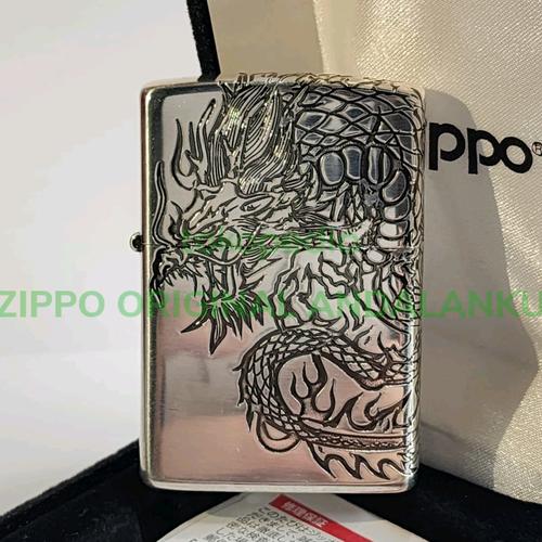 Jual Zippo Original Roaring Dragon 3 sisi Silver Plated Japan - Jakarta ...
