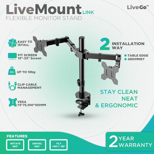 Jual LiveMount Link Bracket Monitor TV Desk Mount Breket Braket ...