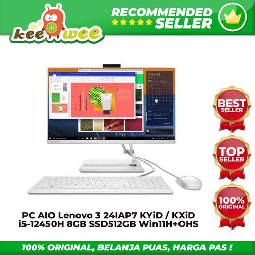 Jual PC AIO Lenovo 3 24IAP7 KYiD / KXiD i5-12450H 8GB SSD512GB Win11H ...
