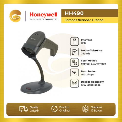 Promo HONEYWELL Barcode Scanner HH490 1D 2D USB + STAND HH-490 HH 490 ...