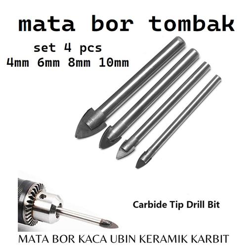 Jual Mata Bor Set Tombak Kaca / Keramik / Batu Drill Bits Set 4 Pcs ...