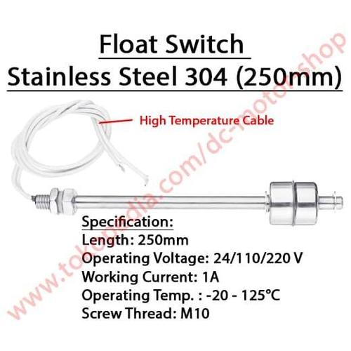 Jual Float Switch Stainless Steel Liquid Water Level Sensor 250mm ...