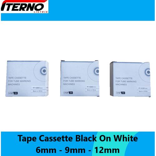 Jual Puty Label Tape Cassette 9mm PT-1009W Black On White untuk PT1010 ...