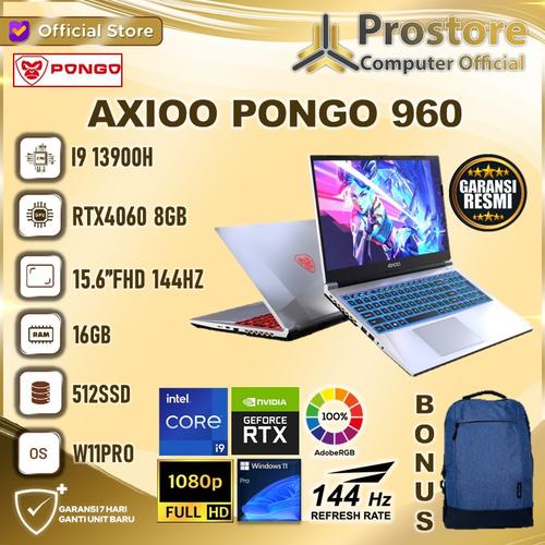 Promo Axioo Pongo 960 I9 13900h | Rtx4060 8gb | 16gb 512gb W11pro 144hz ...
