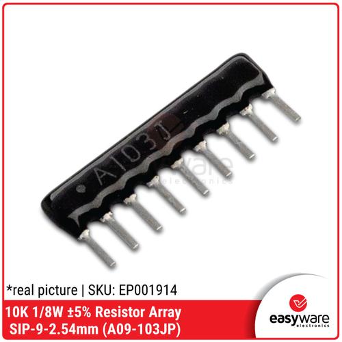 Jual Resistor Array 9P 10K 1/8W 5% A103J Resistor Aray Network 2.54mm 9 ...