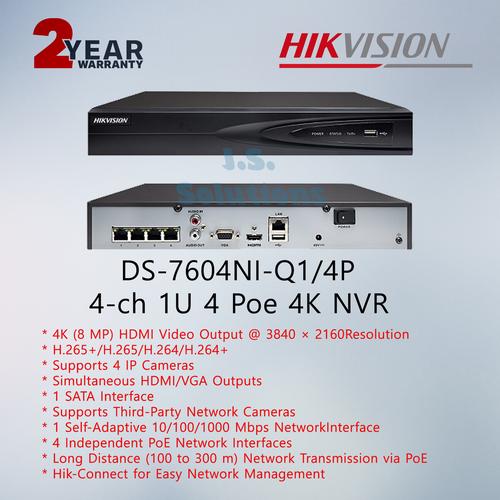 Jual NVR Hikvision 4-Channel PoE DS-7604NI-Q1/4P - Jakarta Barat - J.S Solutions | Tokopedia