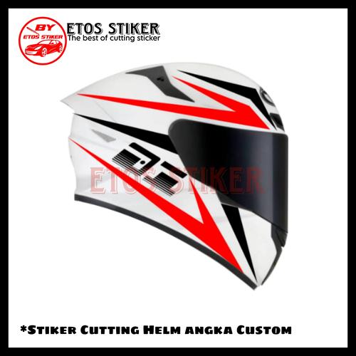Jual stiker helm full face angka custom cutting stiker helm desain ...