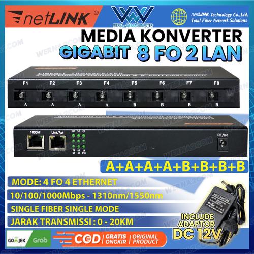 Jual Media Konverter 8 FO 2 LAN 10/100/1000 Gigabit Fiber Optic Converter - HTB GS03 A+B ...