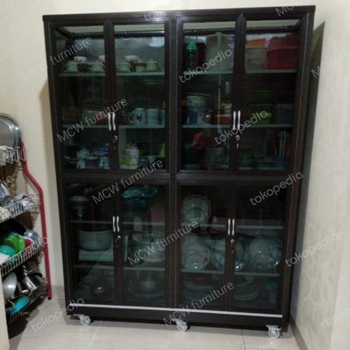 Jual RAK PIRING BESAR ALUMINIUM TEBAL/RAK PIRING 4 PINTU ALU COKLAT ...