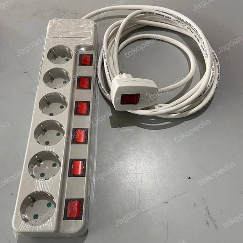 Jual Stop Kontak 6 Lubang Uticon Rakit + Kabel 4 mtr + Steker Lampu ...