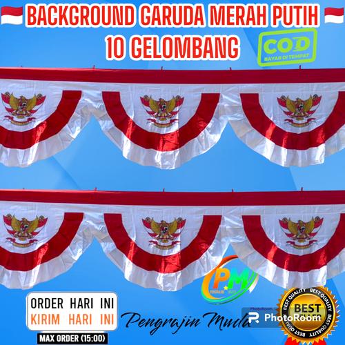Jual Bendera Background garuda pales cantik 10 Gelombang merah putih - 5 gelombang - Kab. Garut ...
