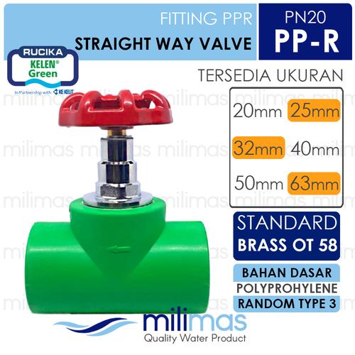 Jual RUCIKA GREEN PPR Straight Way Valve - Stop Kran Gate Valve PN20 - 20mm - Kota Surabaya ...