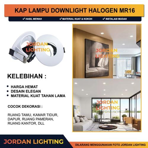 Jual Kap Lampu Downlight Sorot Plafon Halogen Spotlight MR16 Bulat Oval ...