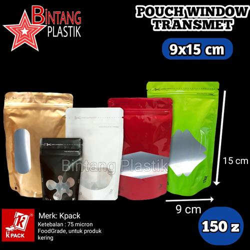 Jual Standing pouch window transmet 9x15cm 150z kemasan kopi kpack ...