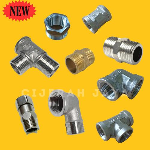 Jual SAMBUNGAN PIPA NEPEL SOK DRAT KNEE TEE STAINLESS 304/ FITTING PIPA ...