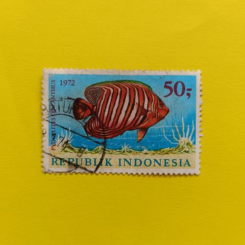 Jual Perangko Kuno Ikan Hias 50 Rupiah 1972 Pygoplites Diacanthus ...