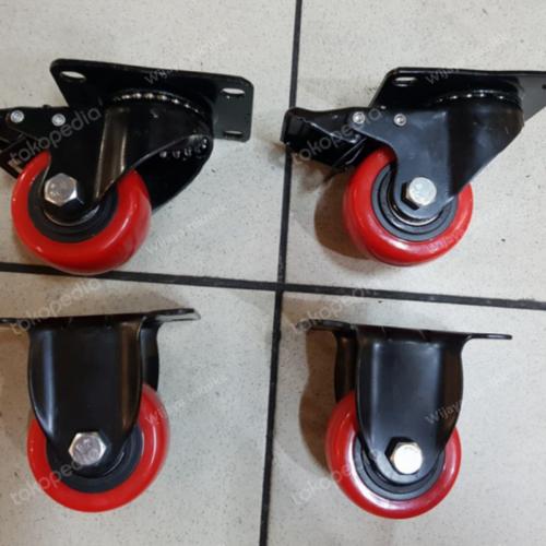 Jual Roda Pu 2.5 inch roda troli merah 25 roda 2.5 type 2putarrem ...