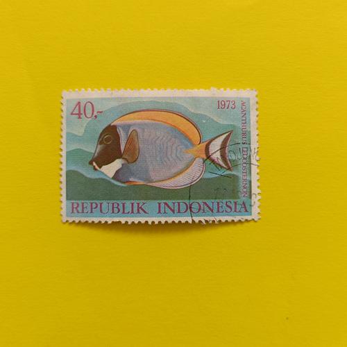 Jual Perangko Kuno Ikan Hias nilai 40 Rupiah 1973 Acanthurus ...