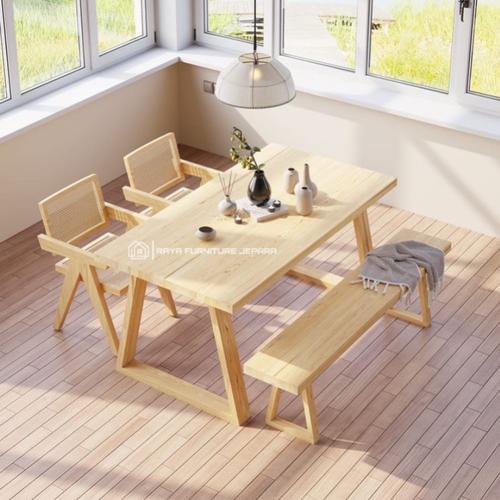 Jual SET DINING TABLE MINIMALIS MEJA MAKAN BENCH KAYU JATI SOLID - Kab ...